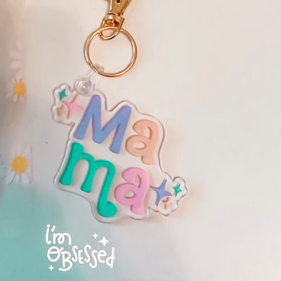 Mama Keychain, Retro Mama Keychain, Colorful Keychain, Acrylic Keychain ...