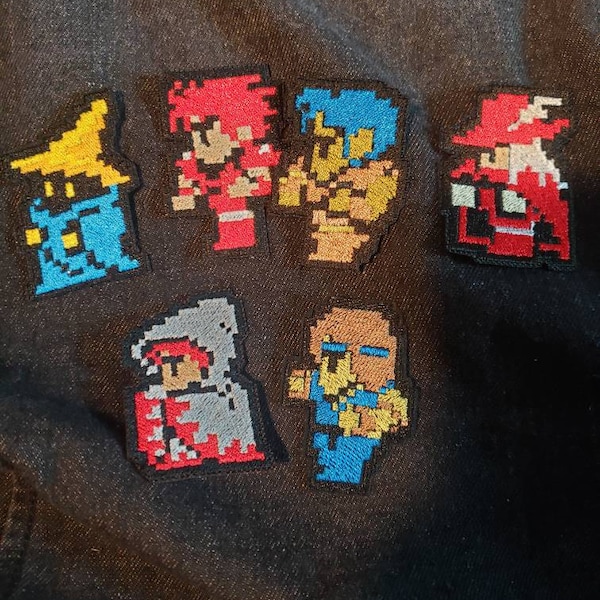 8 Bit Final Fantasy Red Mage Shiny Metallic Embroidery Iron on Patch ...