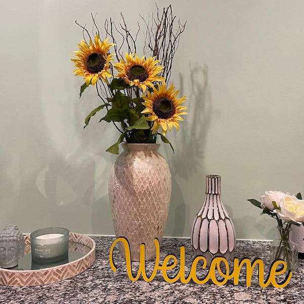 Welcome Freestanding Wood Sign, Desk Shelf, Floating Shelf, Entryway ...