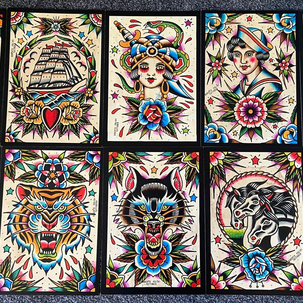 A3 Traditional Tattoo Print Tiger - Etsy