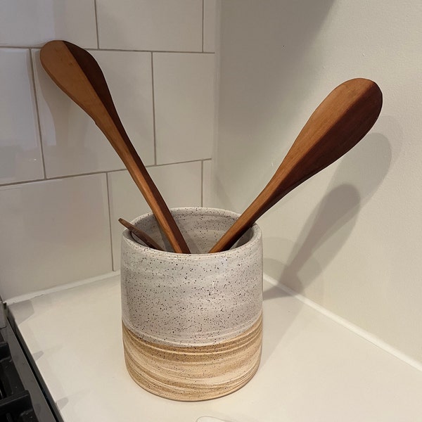 Large Utensil Holder. Handmade Stoneware Pottery Utensil Crock. Kitchen ...