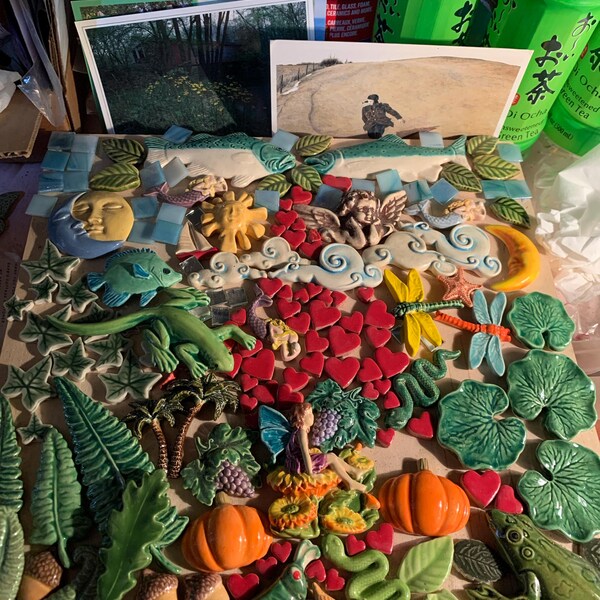 Green Ceramic Snake for Mosaic Garden Art, Stepping Stone or Patio Wall ...