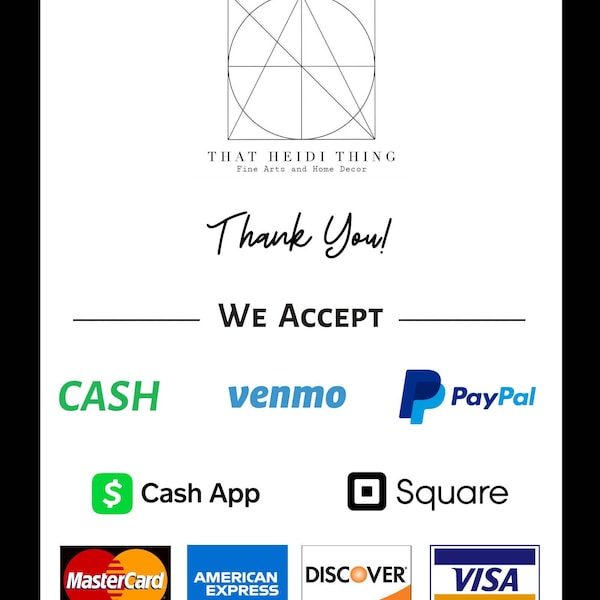 Printable Payment Sign | We Accept Credit Cards Sign | Vendor Payment ...