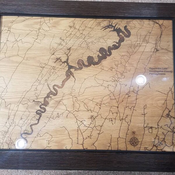 Raystown Lake Engraved Wooden Map - Personalization Available - Etsy