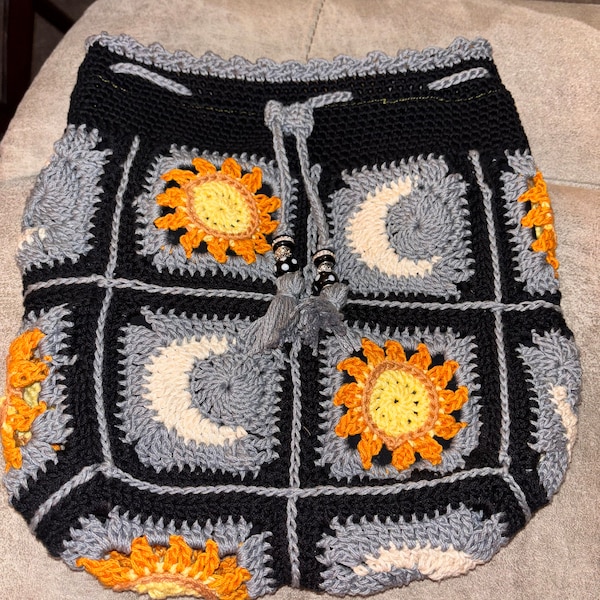 Sun and Moon Drawstring Crossbody Bag Crochet PDF PATTERN ...