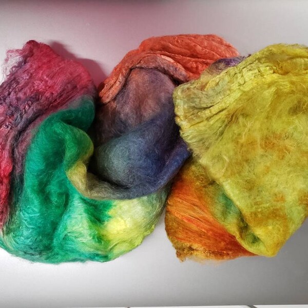Mulberry Silk Carrier Rods Hand Dyed for Felting Silk Fusion ...