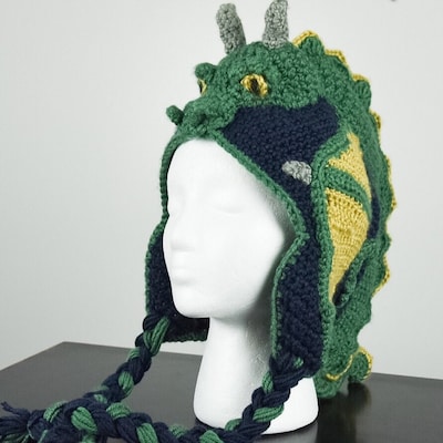 Crochet Dragon Hat Pattern. Easy Instructions for Cool Earflap Beanie ...