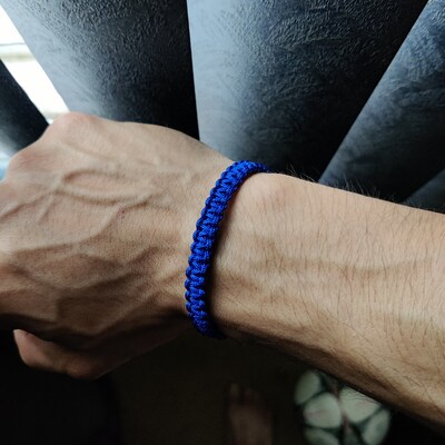 Dark Blue Cord Bracelet, Blue String Bracelet, Lucky Bracelet, Braid ...