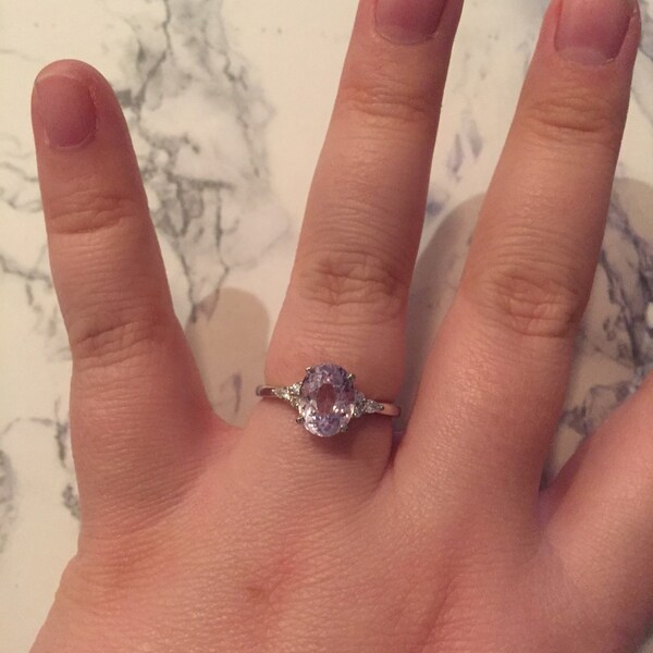 Lavender Sapphire Ring Engagement Ring Diamond Ring Oval Light Lavender ...