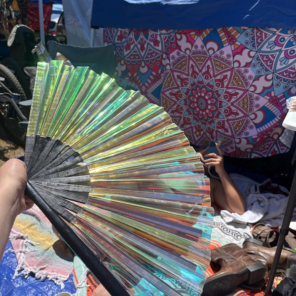 Iridescent Hand Fan | Rave Fan | Festival Accessories | Renaissance ...