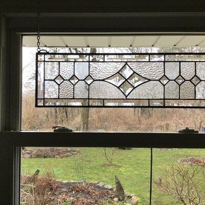 Transom Stained Glass Window Panel W/bevels Crystal Clear Glass ...