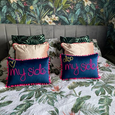 Hello Sunshine Embroidered Velvet Cushion - Etsy