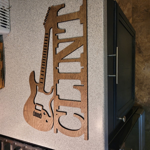 Guitar Name Sign, Nursery Decor, Personalized Wood Sign, Music Gift ...