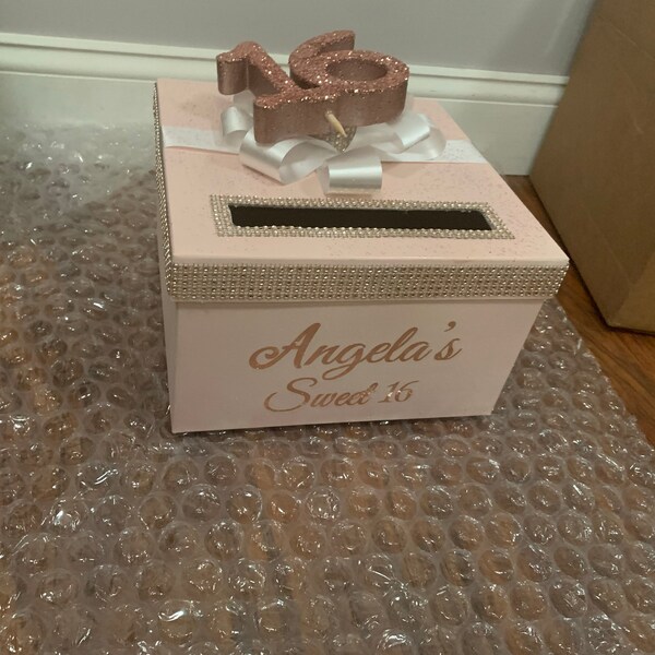 Rhinestone Card Box With Glittered Number 15, 16, 30, 40 - Any Number ...