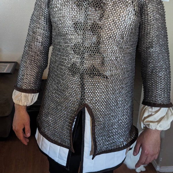 Chainmaile Hauberk / Medieval Chainmail Half Sleeve Shirt / 9 Mm Flat ...