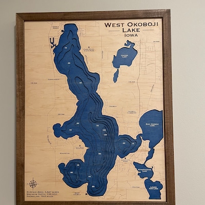 Oxbow Lake Custom Wood Map Depth Map Wood Map Gift Art - Etsy