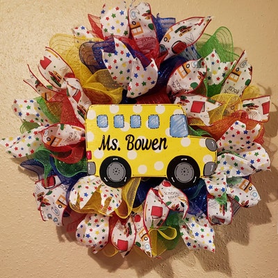 Personalized SCHOOL BUS Teacher SIGN Back to School Class Classroom ...