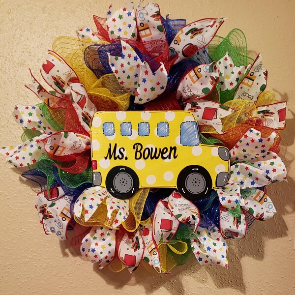 Personalized SCHOOL BUS Teacher SIGN Back to School Class Classroom ...