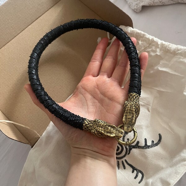 Snake Head Necklace - Torque Leather Serpent Choker - Limited Edition ...