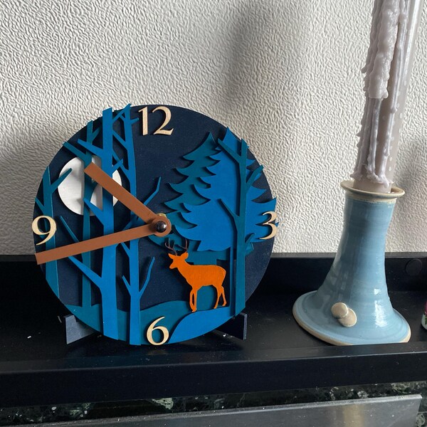 Unique Wooden Retro Tabletop Clock - Handmade Plywood Table Top Clock ...