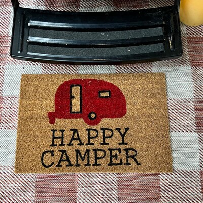 Happy Camper Welcome Mat Retro Camper Doormat Camper Decor Housewarming ...