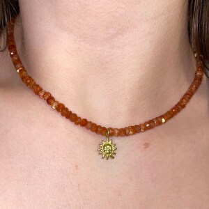Sun Ray Sunstone Beaded Necklace Sun Pendant Necklace on Sparkly ...