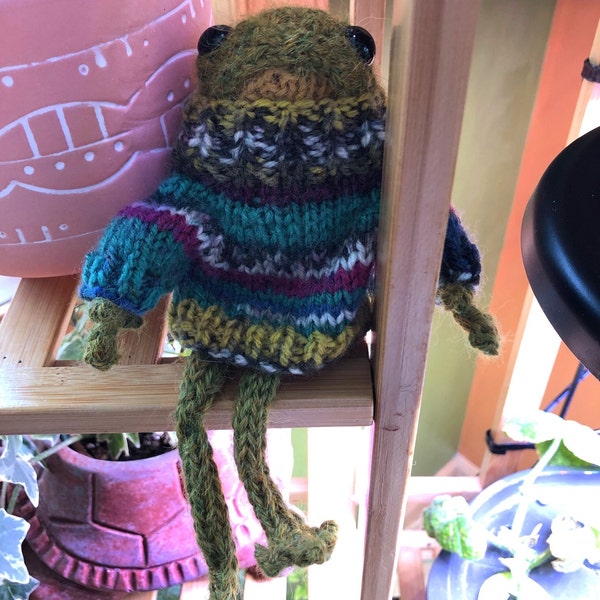 Pale Green With Cream Tummy Hand Knitted Frog - Etsy