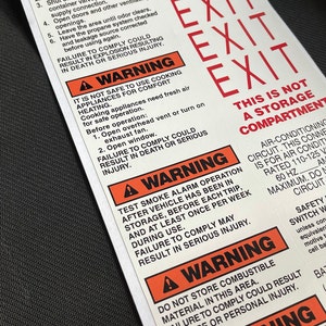 1 RV Trailer Camper Motor Home Caution Warning Decals Graphics 938 - Etsy