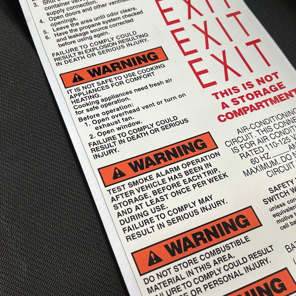 1 RV Trailer Camper Motor Home Caution Warning Decals Graphics- 938 - Etsy