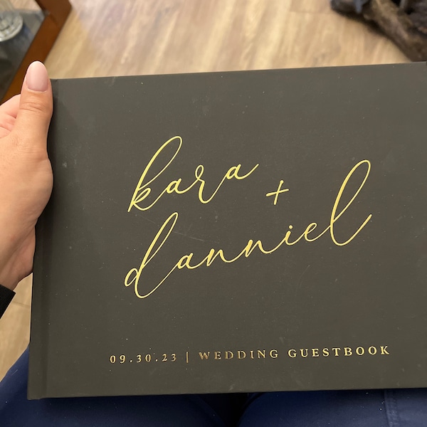 Black and Gold Wedding Guest Book, Wedding Sign In, Photo Album ...