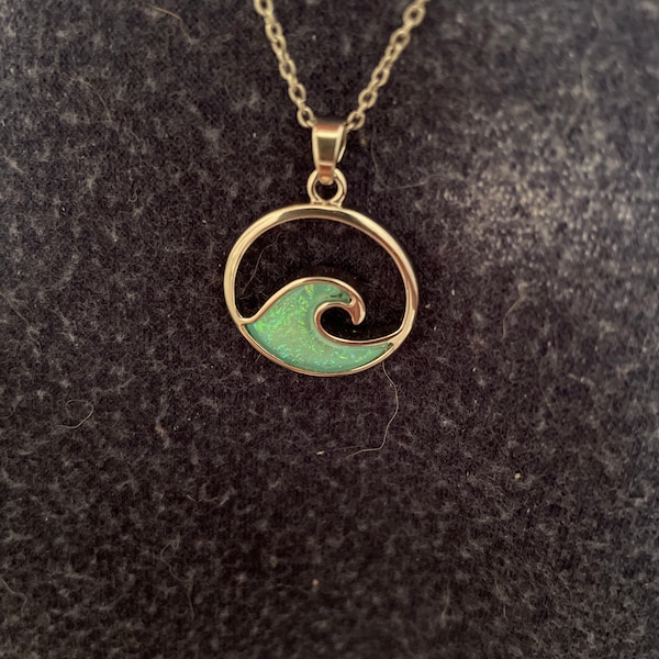 Wave Pendant With Chain Ocean Jewelry - Etsy
