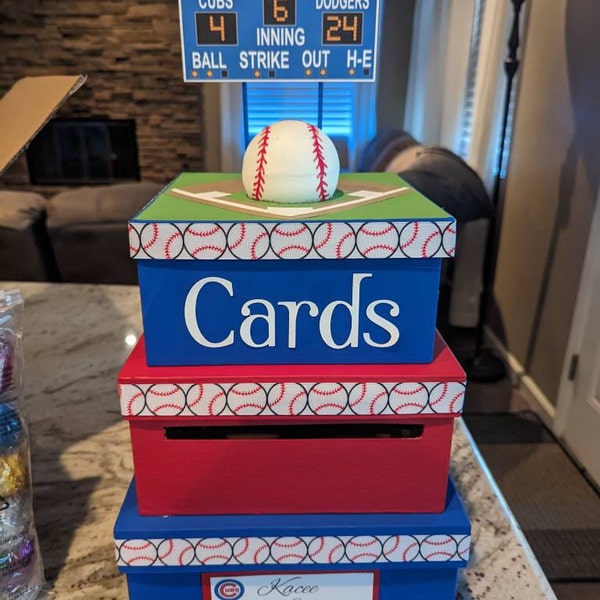 Custom Birthday Card Box, 3 Tier, Card Holder, Square, Black and White ...