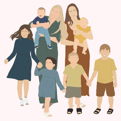 Custom Digital Family Portrait Faceless Portrait Drawing Personalized ...