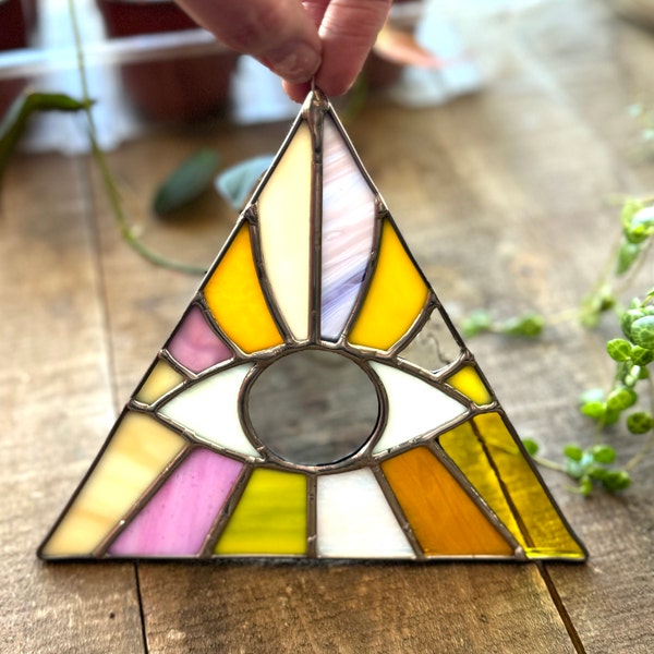 Stained Glass Triangle Eye Geometric Pattern & PNG, Modern Stained ...