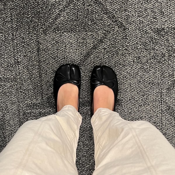 Tabi Shoes Dark Brown Leather Flats for Women Unique Split Toe Design ...