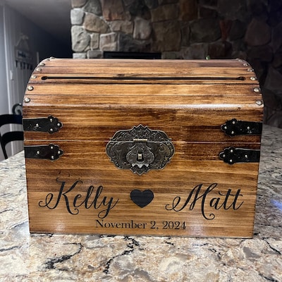 Personalized Wedding Card Box Rustic Card Box With Slot Wood Card Box ...
