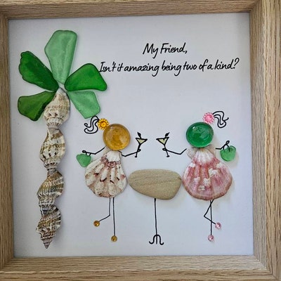 Girlfriends Seashell Art, Pebble Art Friends Picture, Sea Glass Friends ...