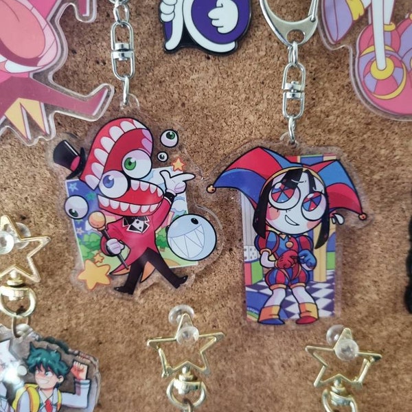 Pomni, Jax, and Caine 2.5 Inch Acrylic Charm Keychains (the Amazing ...