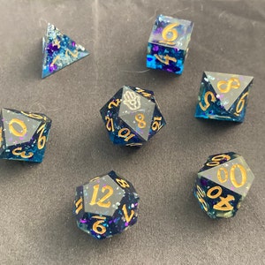 Celestial Crystal Dice Set for Dnd 7 Piece Sharp Edge Resin Dice Set ...