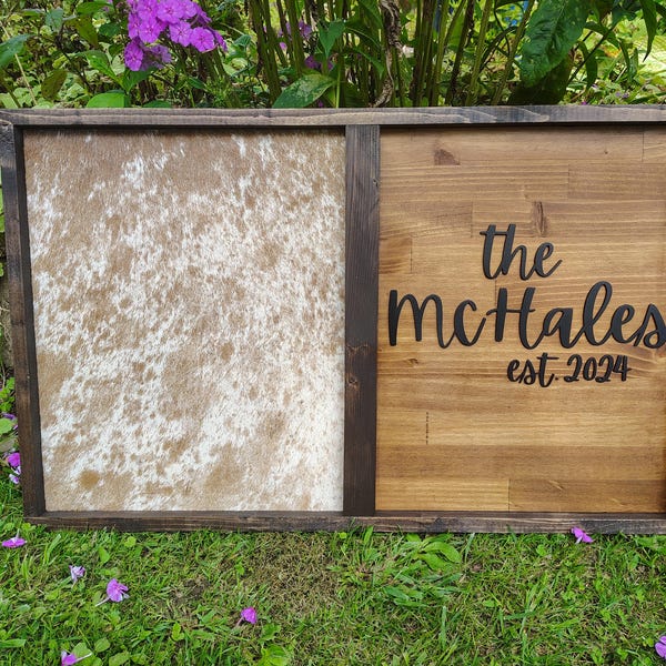 Cowhide Branding Frame, Cowhide Wood Sign, Family Heirloom, Unity ...
