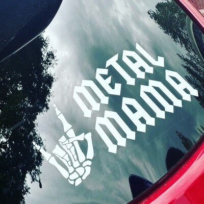 Metal Mama With Rock on Skeleton Hand Vinyl Decal Sticker Devil Horn ...