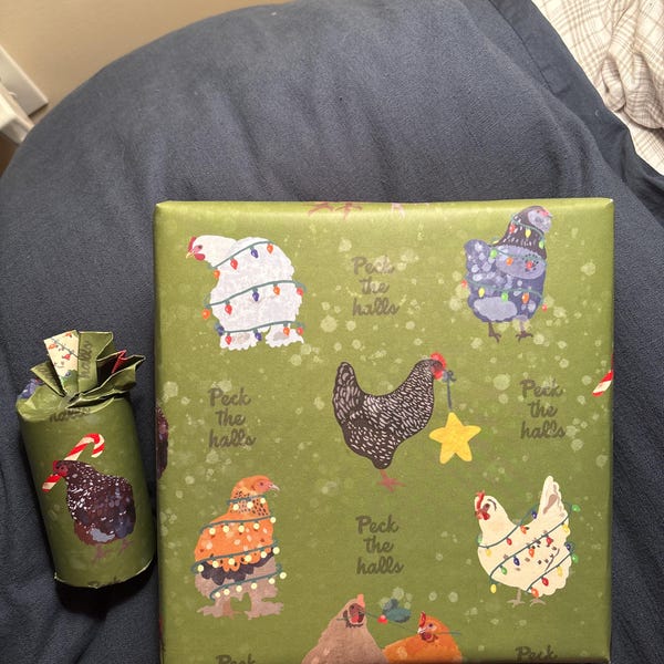 Christmas Chicken Gift Wrap: Holiday Designer Wrapping Paper - Etsy