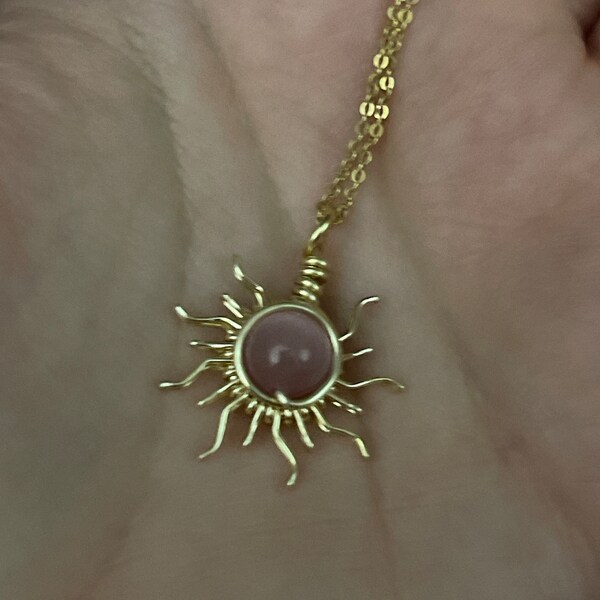 Sun Necklace/ Wire Wrapped Sun/ Handmade Wire Wrapped Sun /crystal ...
