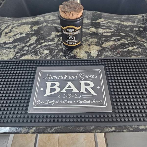 Personalized Open Daily at Style Bar Mat, Open's Daily, Customized Bar ...