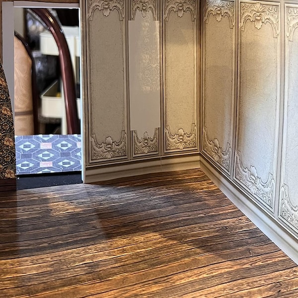 Two Rococo Plasterwork Wall Panels, Seamless, Dollhouse Wallpaper--jpg ...