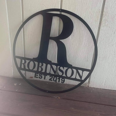 Monogram Name Sign Personalized Sign, Custom Established Date Monogram ...