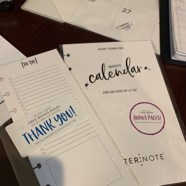 MONTHLY CALENDAR for Discbound Planners, WHIMSY Font, 12 Month Dated ...