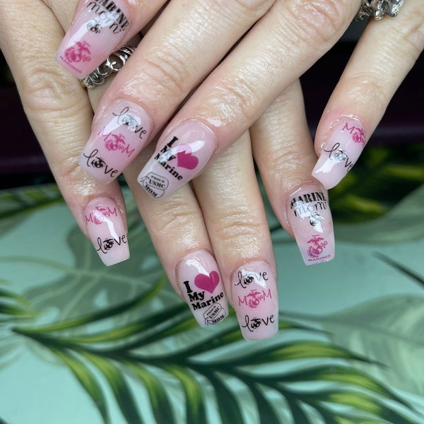 USMC Marine Mom Nail Decals Stickers Art Designs USMC Nail Decorations ...