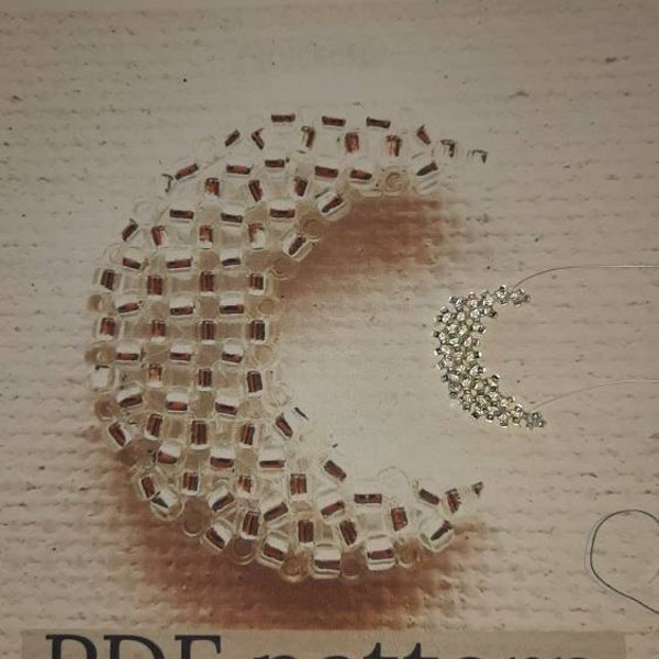 Pendant Moon | Seed Bead Beading Pattern RAW Right Angle Weave Beaded ...