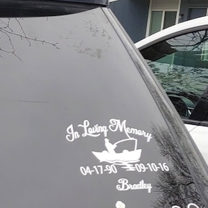In Loving Memory Fisherman in Boat Vinyl Decal Name Dates Custom ...